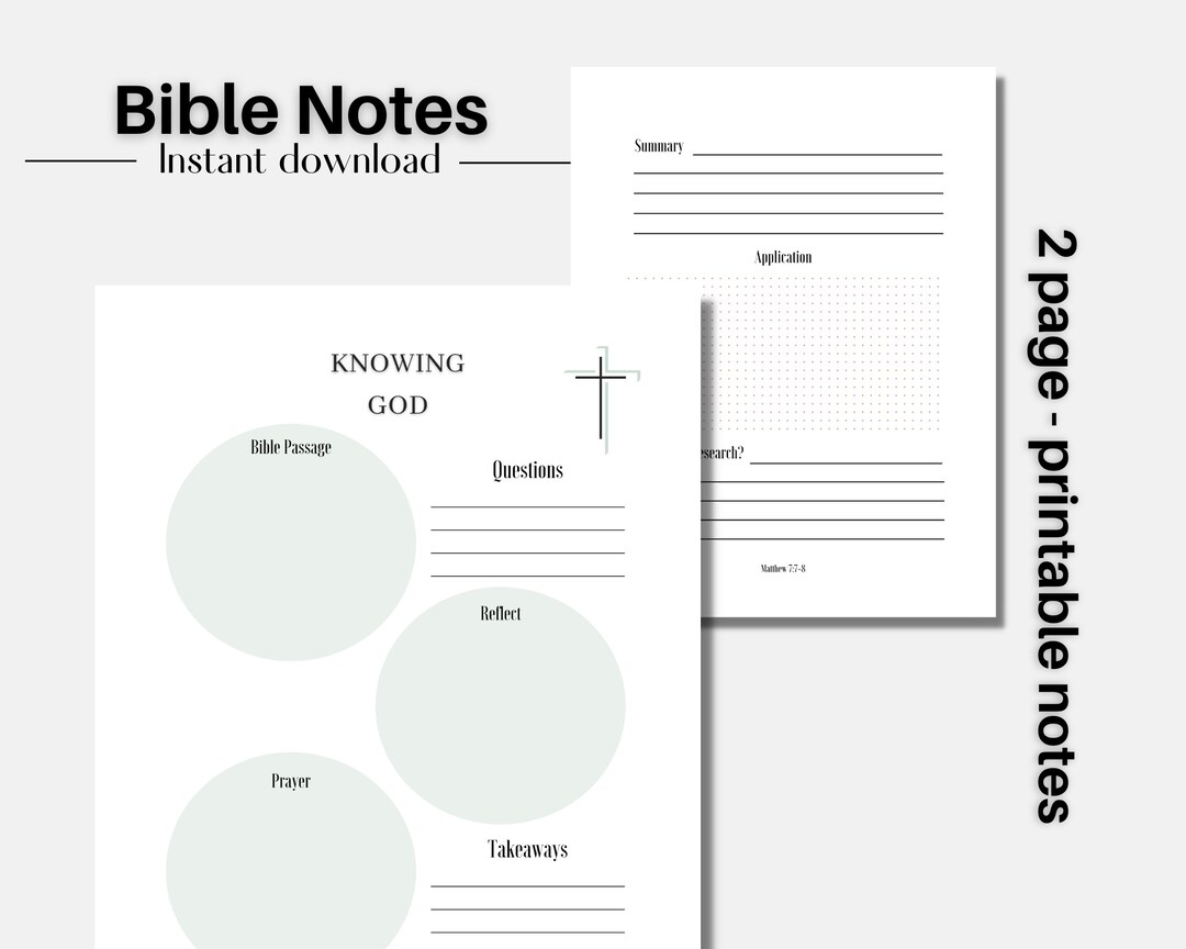 Bible Notes Activity to Get to Know God Betterscripture Note ...