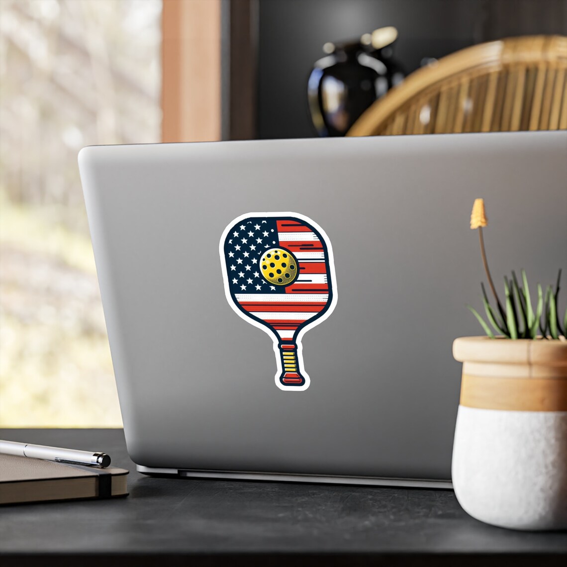 Pickleball Vinyl Decal 4x6 Pickleball Sticker, American Flag Pickleball ...