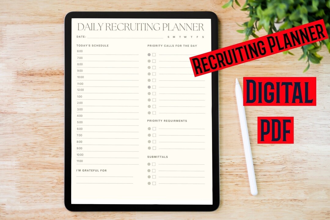 Digital Planner | Digital Daily & Monthly Recruiter Planner | Candidate ...