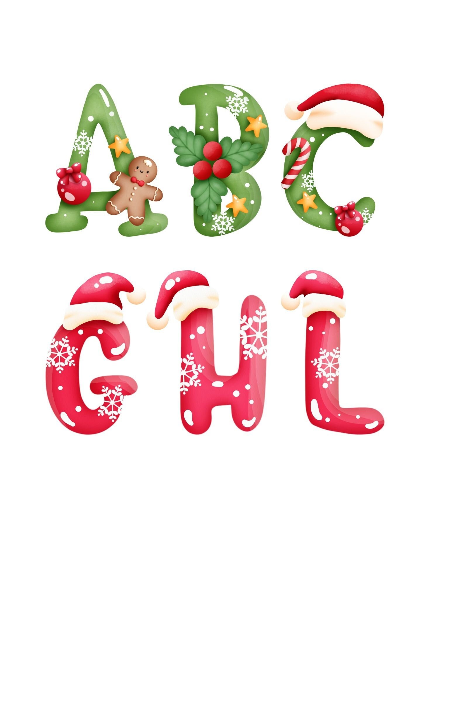 Christmas Font Digital Download PNG | Christmas Letters | Digital ...