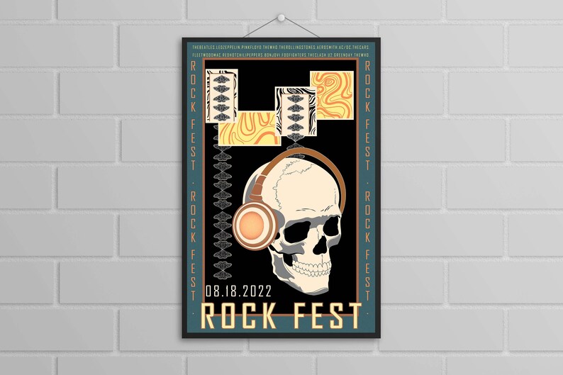 Fake Music Festival Poster, Music Printable Wall Art, Instant Download ...
