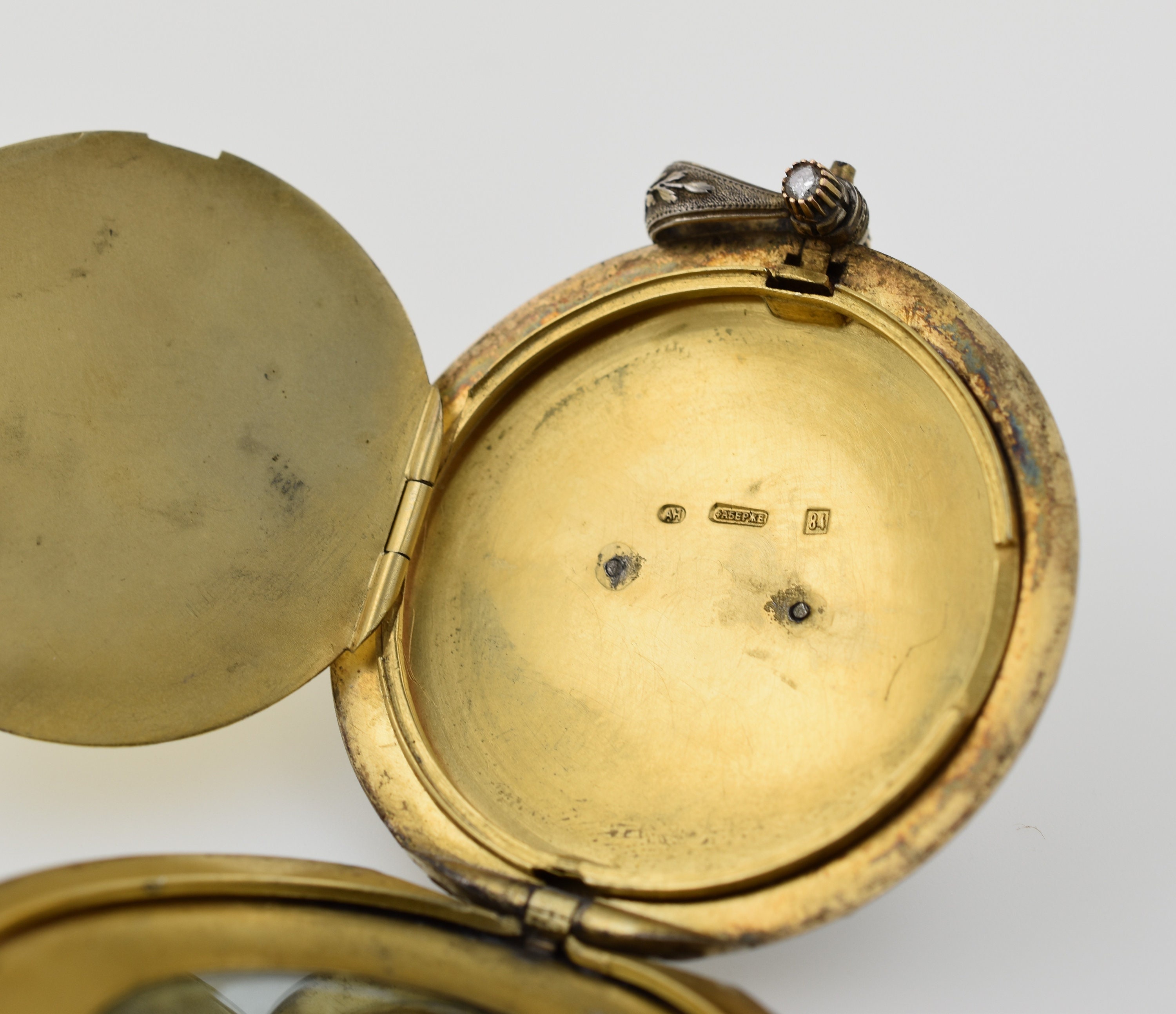 Antique Fabergé Imperial Jeweled Powder Compact Pendant A.W. Holmstrom ...