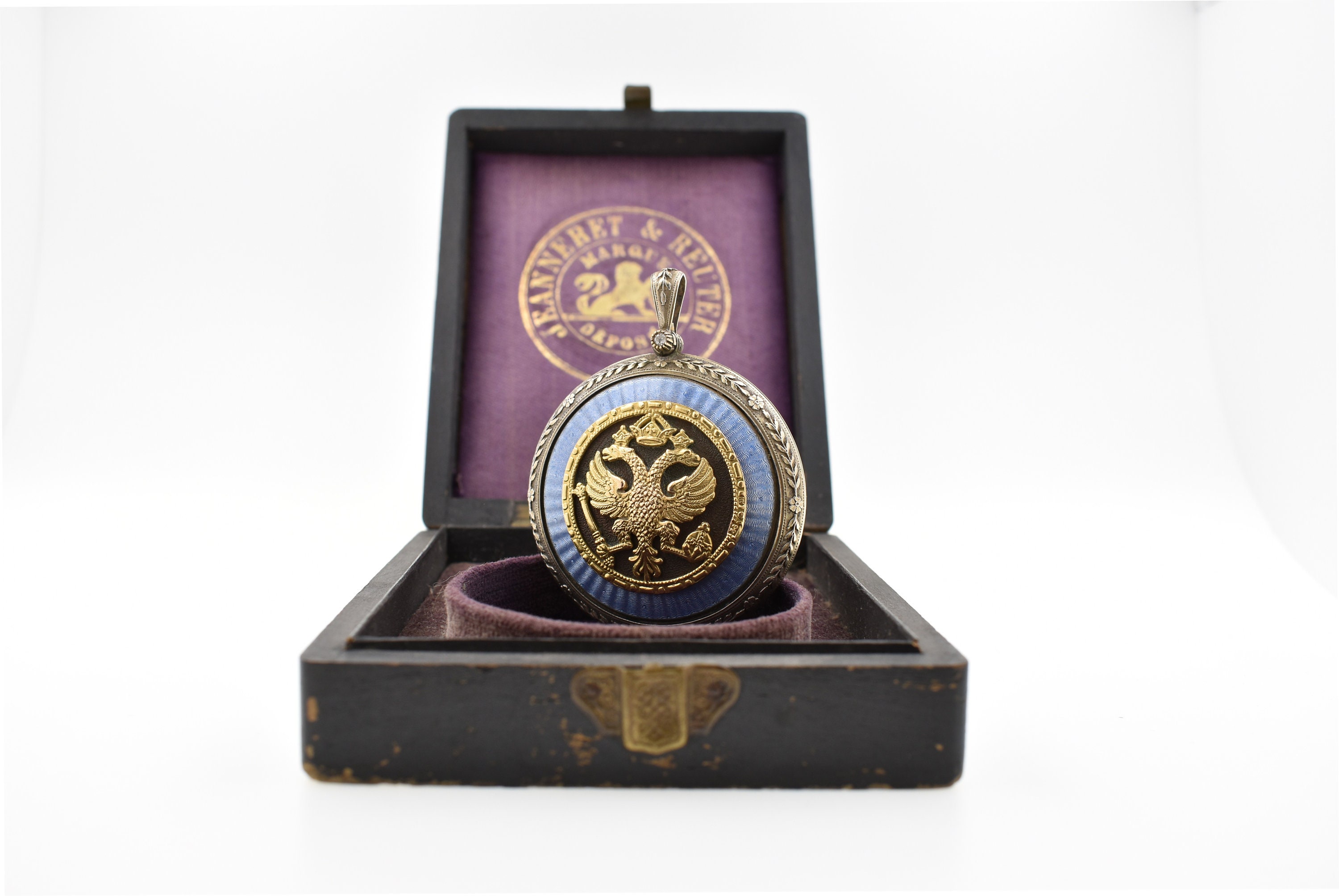 Antique Fabergé Imperial Jeweled Powder Compact Pendant (A.W. Holmstrom ...