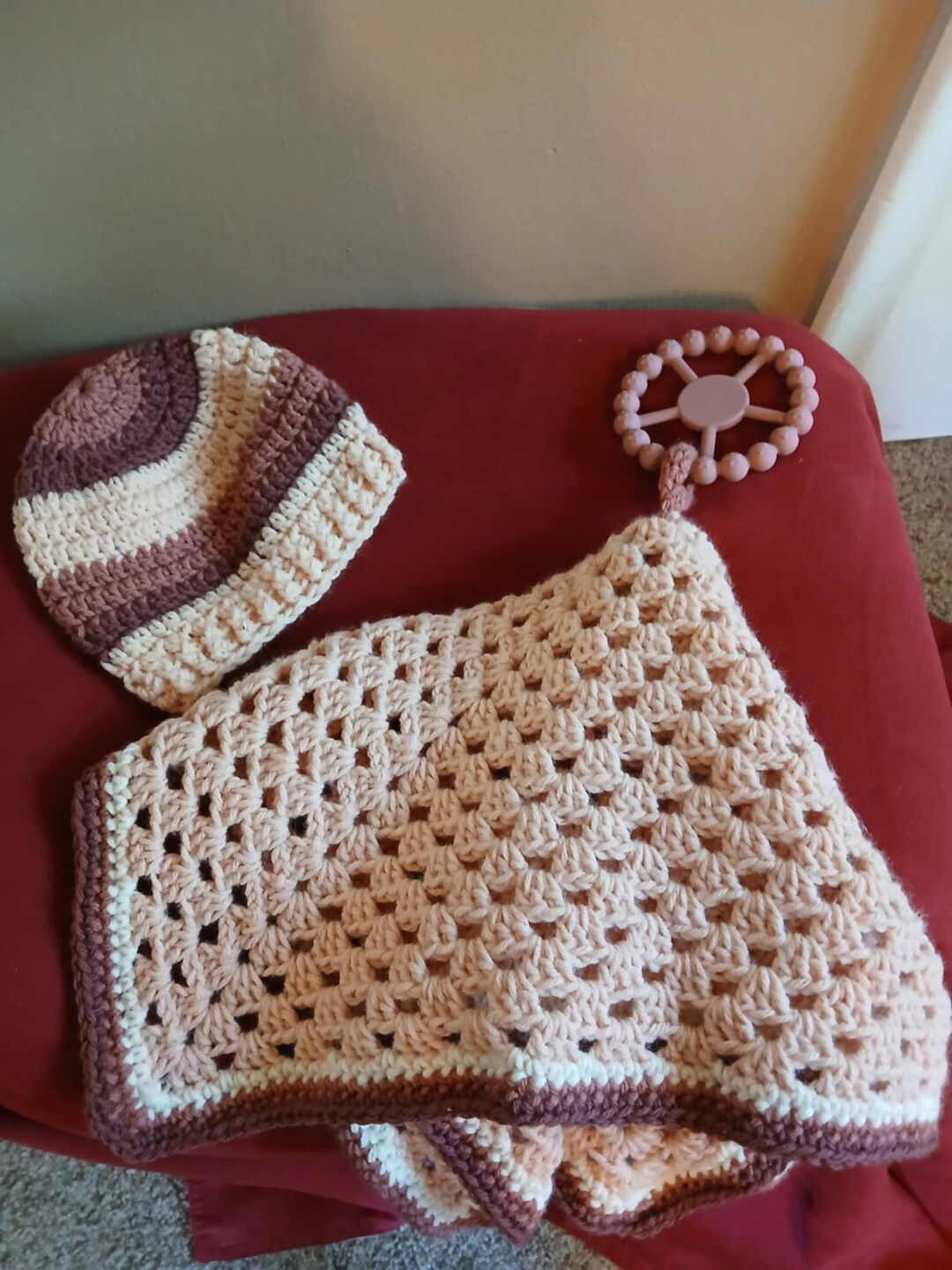 Baby Skull Cap and Baby Lovey - Blanket Includes Teething Ring - Etsy