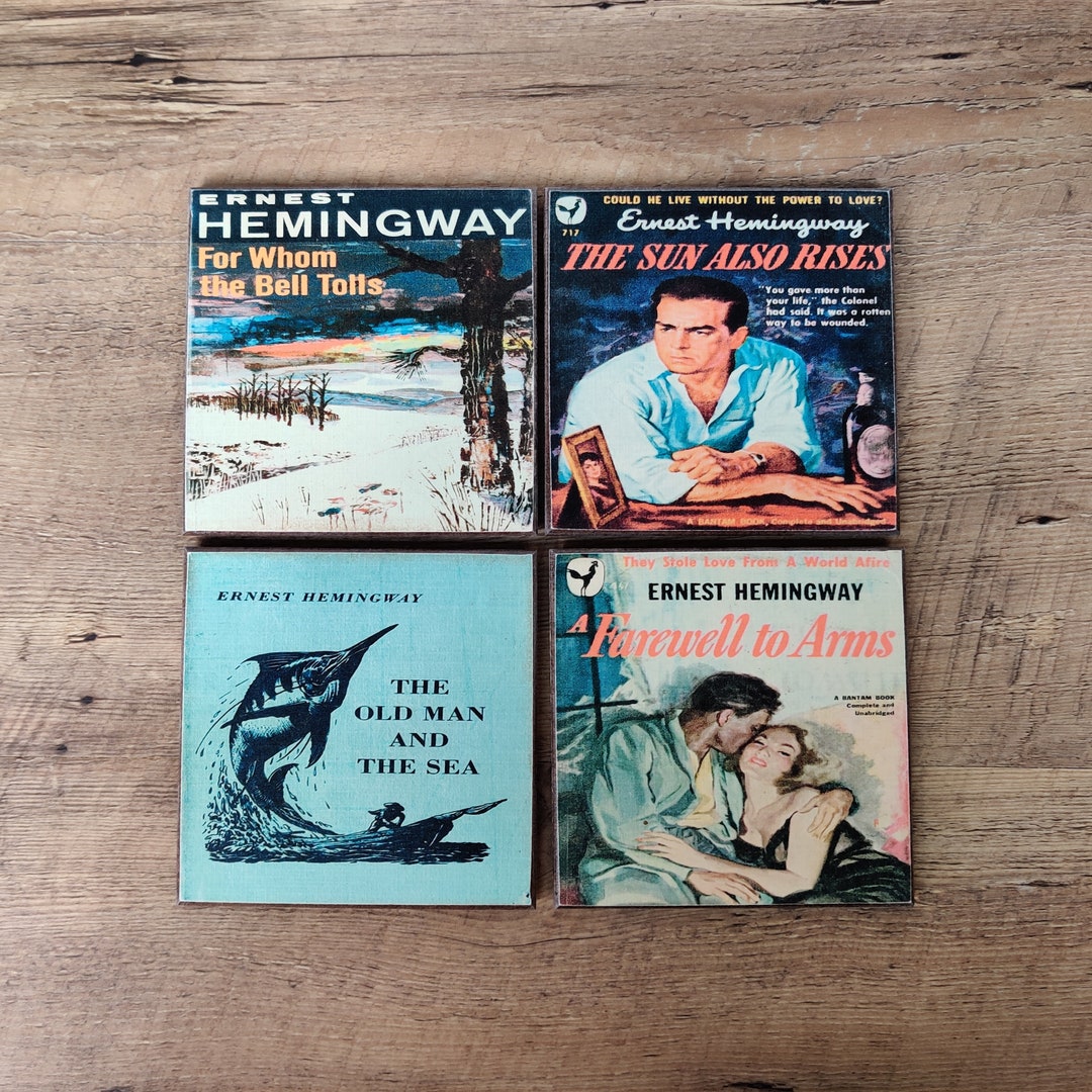 Ernest Hemingway Book Cover Drink Coasters Book Cover Illustration Home ...