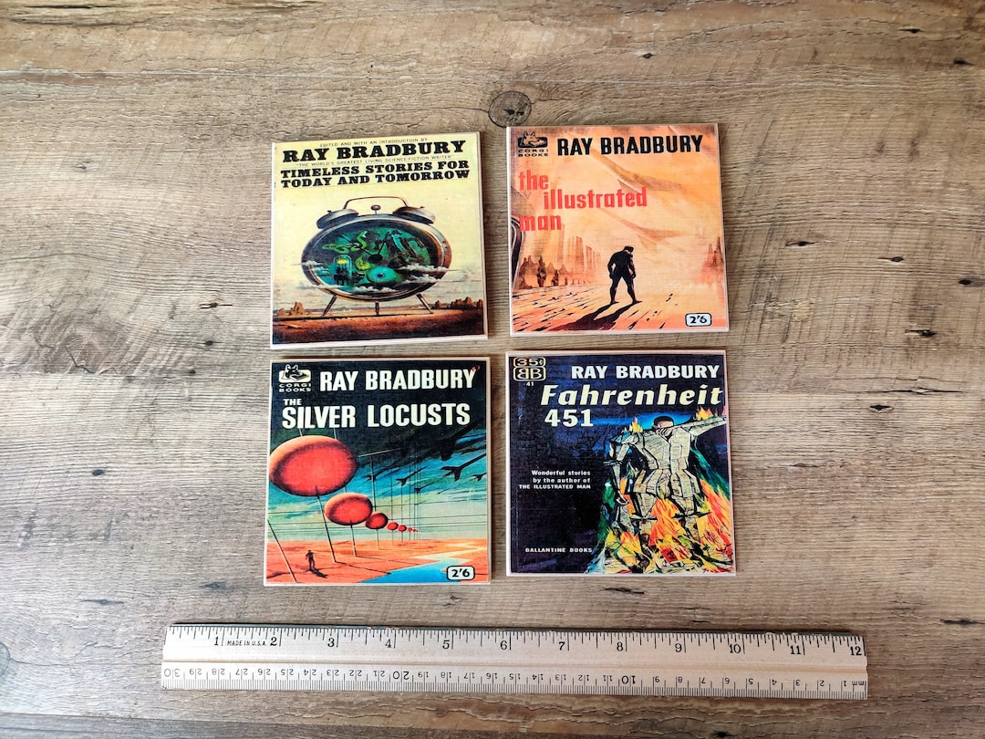 Ray Bradbury Book Cover Drink Coaster Set 4 Piece Wooden Coaster Set ...
