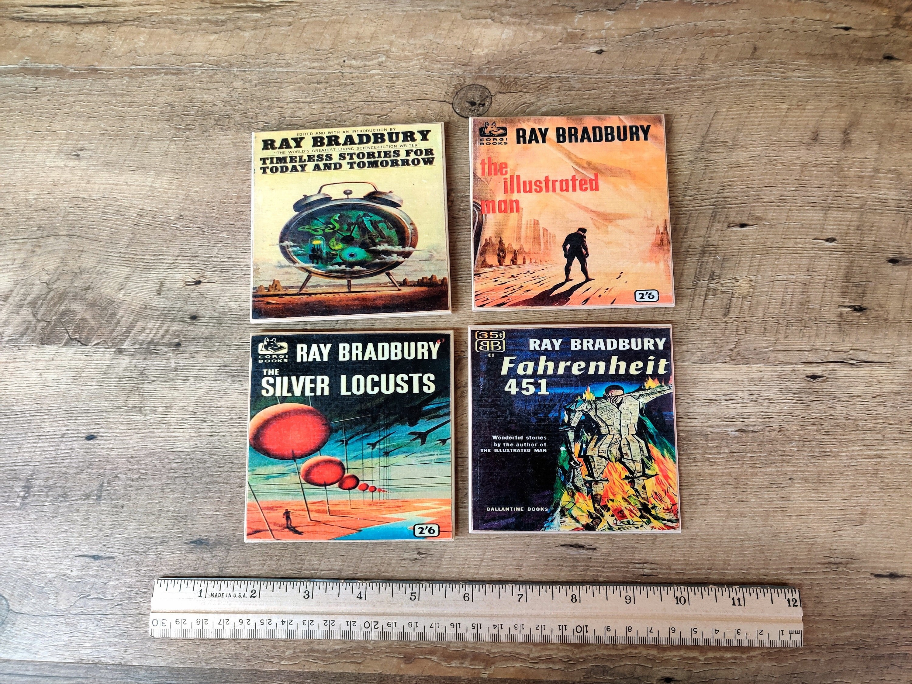 Ray Bradbury Book Cover Drink Coaster Set 4 Piece Wooden Coaster Set ...