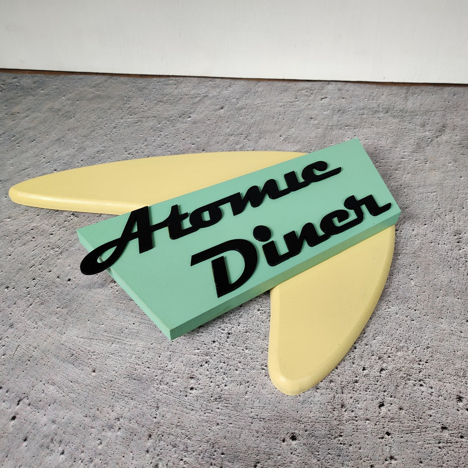Atomic Diner Sign - Retro Futurism Wall Decor - 1950s Diner Sign - Mid ...