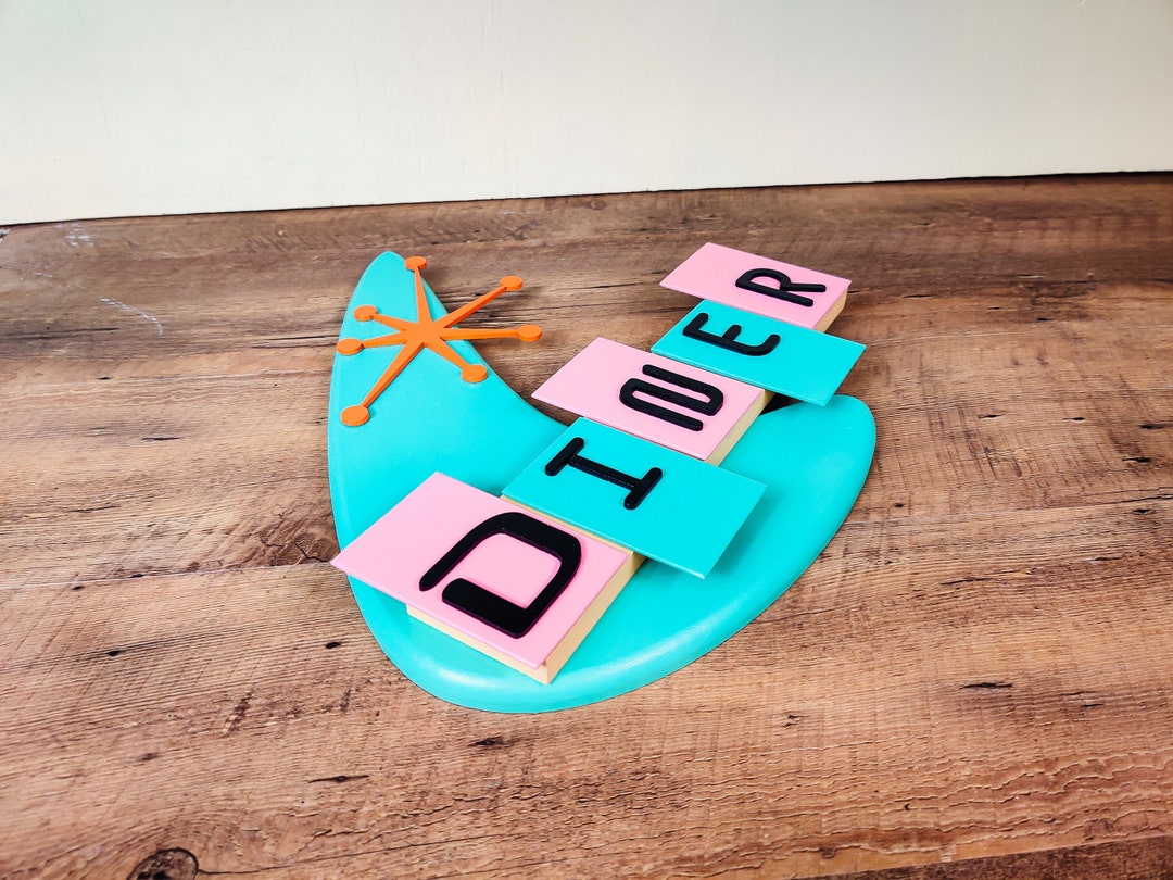 1950s Style Atomic Diner Sign Retro Futurism Painted Space - Etsy