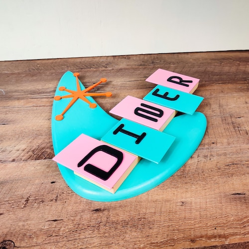 1950s Style Atomic Diner Sign Retro Futurism Painted Space - Etsy