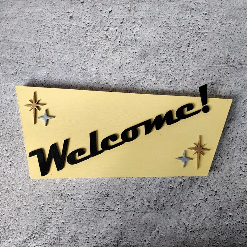 Mid Century Entry Way Welcome Sign Mid Century Atomic Age Front Door ...