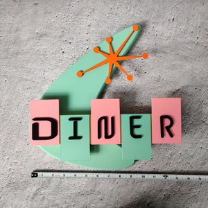 1950s Style Atomic Diner Sign - Retro Futurism - Painted Space Age ...