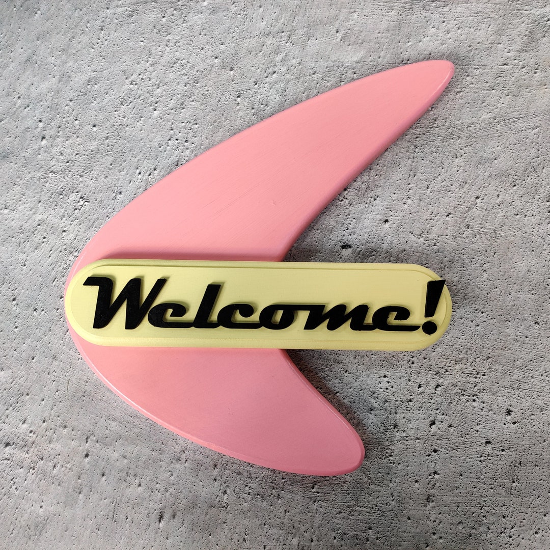 Atomic Age Front Door Welcome Sign - Retro Futurism Wall Hanging - Mid ...