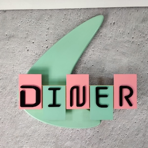 1950s Style Atomic Diner Sign - Retro Futurism - Painted Space Age ...