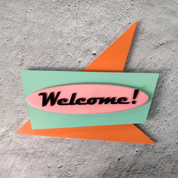 Mid Century Welcome Sign - Etsy