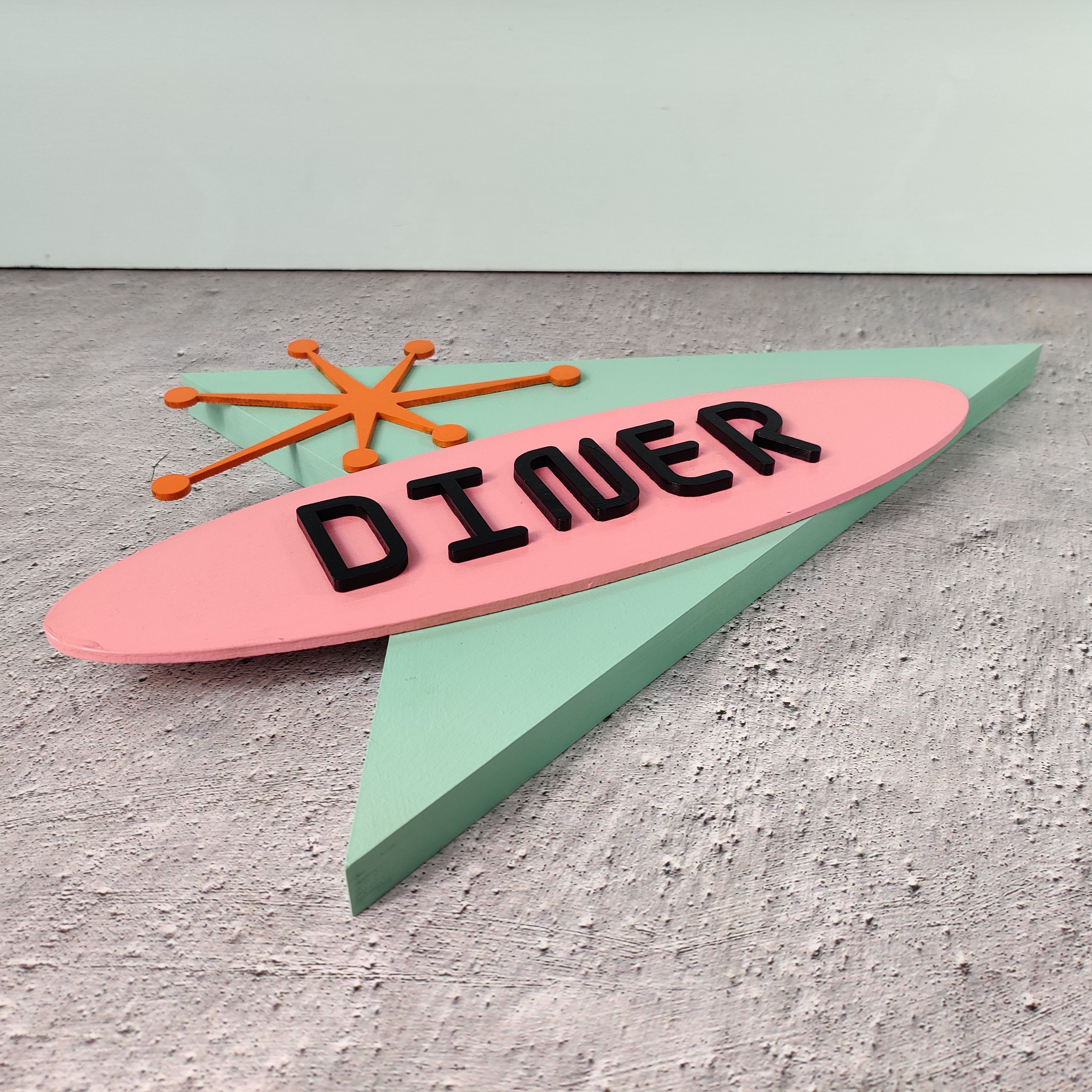 Atomic Diner Sign Flying V With Atomic Starburst Wall Hanging Diner ...