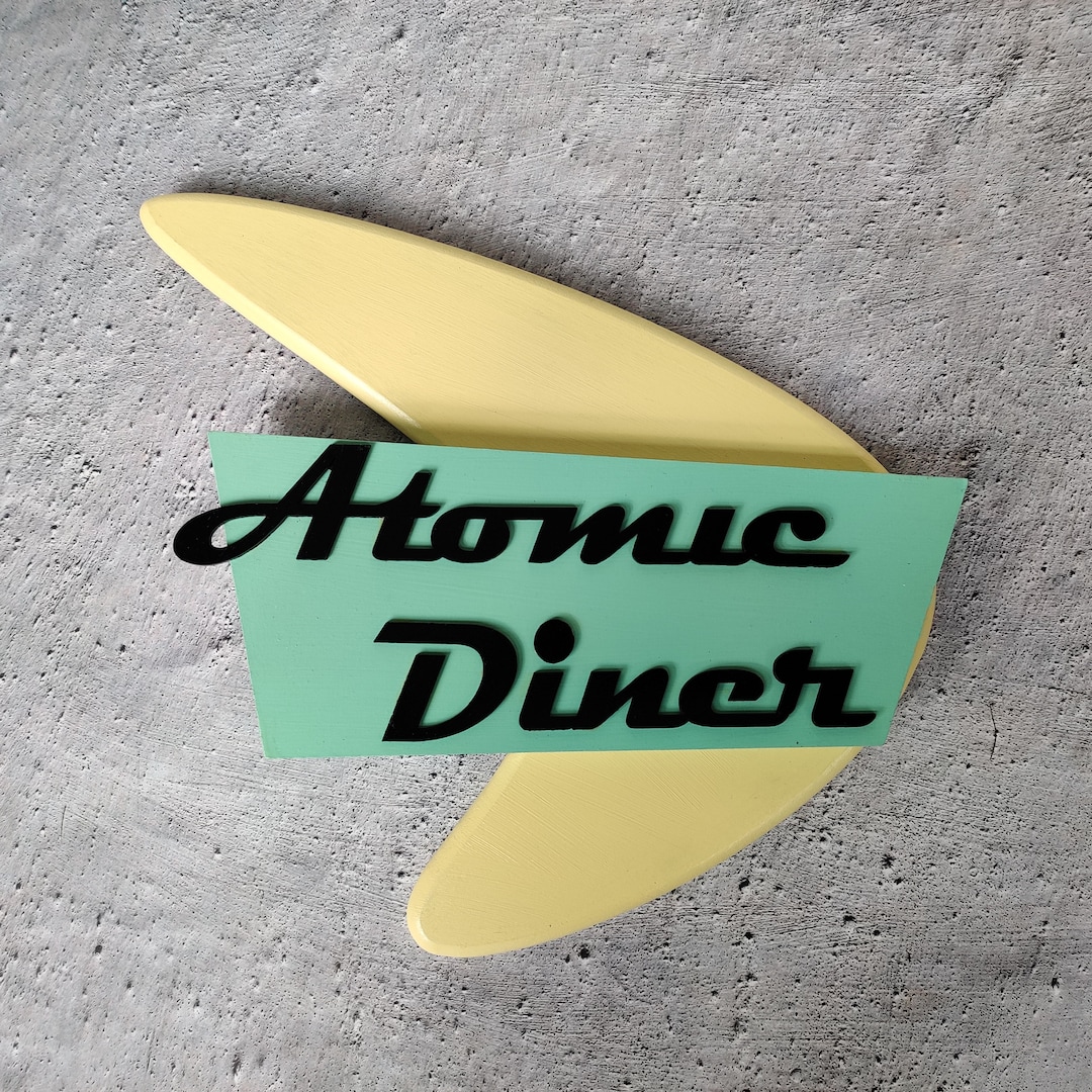 Atomic Diner Sign - Retro Futurism Wall Decor - 1950s Diner Sign - Mid ...