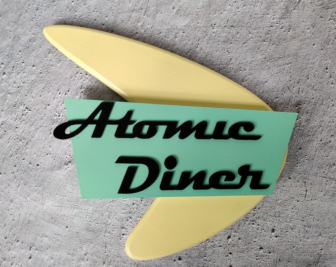 Atomic Diner Sign - Retro Futurism Wall Decor - 1950s Diner Sign - Mid ...