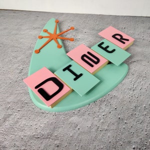 1950s Style Atomic Diner Sign - Retro Futurism - Painted Space Age ...