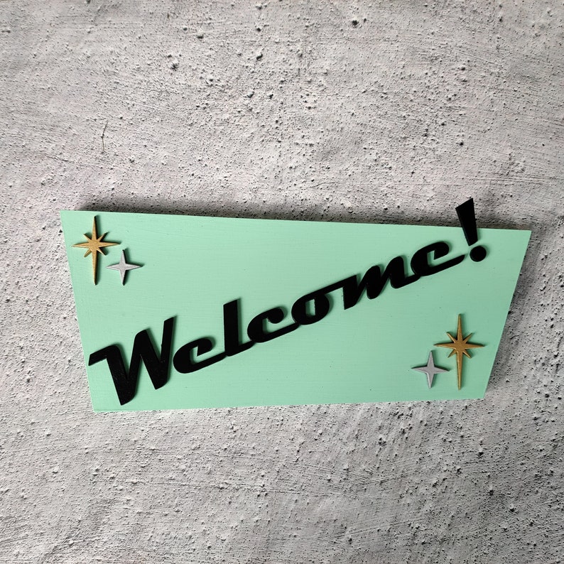 Mid Century Entry Way Welcome Sign Mid Century Atomic Age Front Door ...