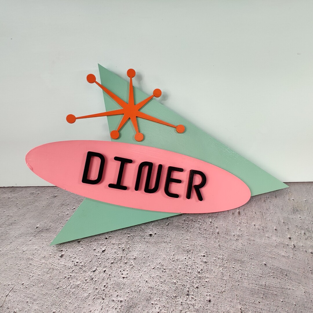 Atomic Diner Sign Flying V With Atomic Starburst Wall Hanging Diner ...