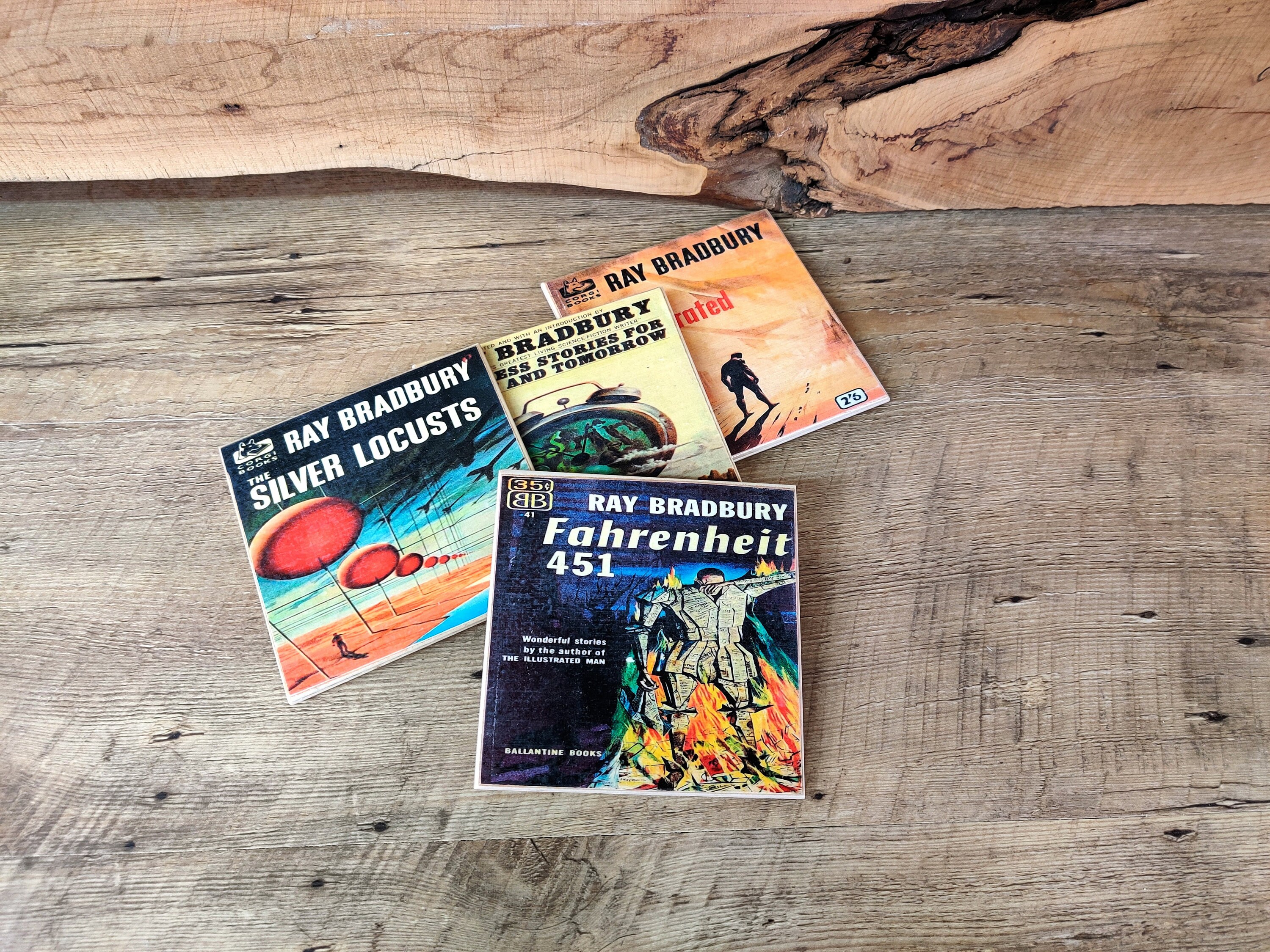 Ray Bradbury Book Cover Drink Coaster Set 4 Piece Wooden Coaster Set ...