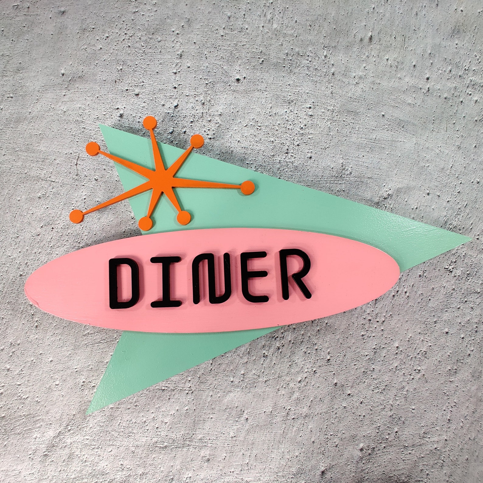 Atomic Diner Sign Flying V With Atomic Starburst Wall Hanging Diner ...