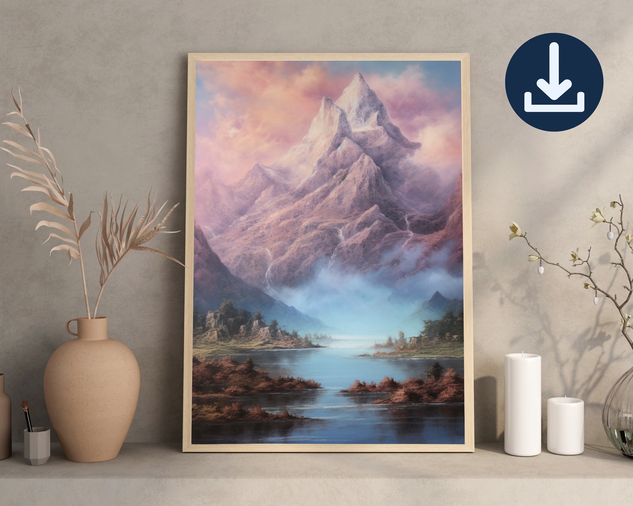 Soft Tonal Mount Olympus Oil Painting | Mt Olympus Poster | Greek ...