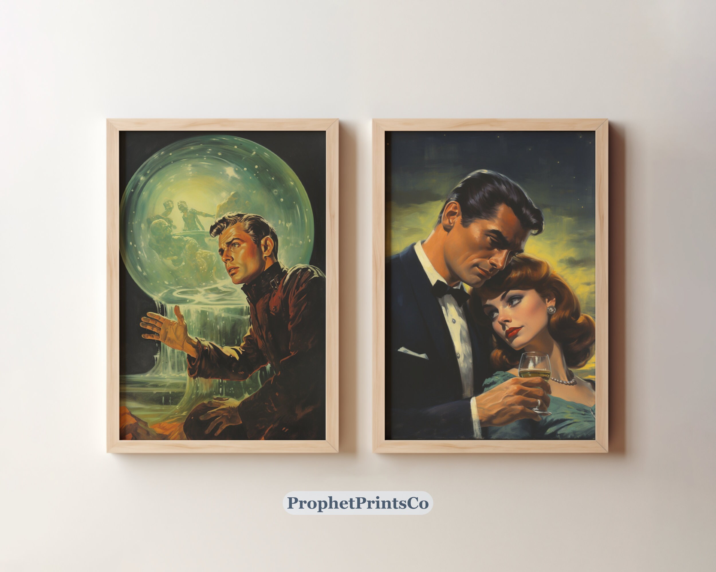 Set of 2 Pulp Portrait Prints Vintage Pulp Horror Print Pulp Cover Art ...