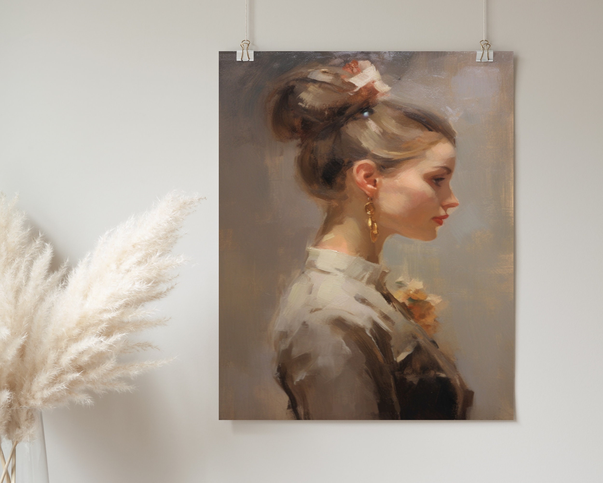 Soft Tonal Woman Portrait Oil Painting | Modernism Wall Art | Antique ...
