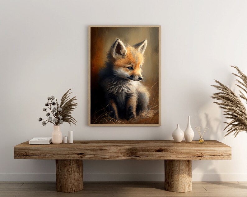 Baby Fox Poster Print | Fox Nursery Wall Art | Fox Lover Gift | Cute ...