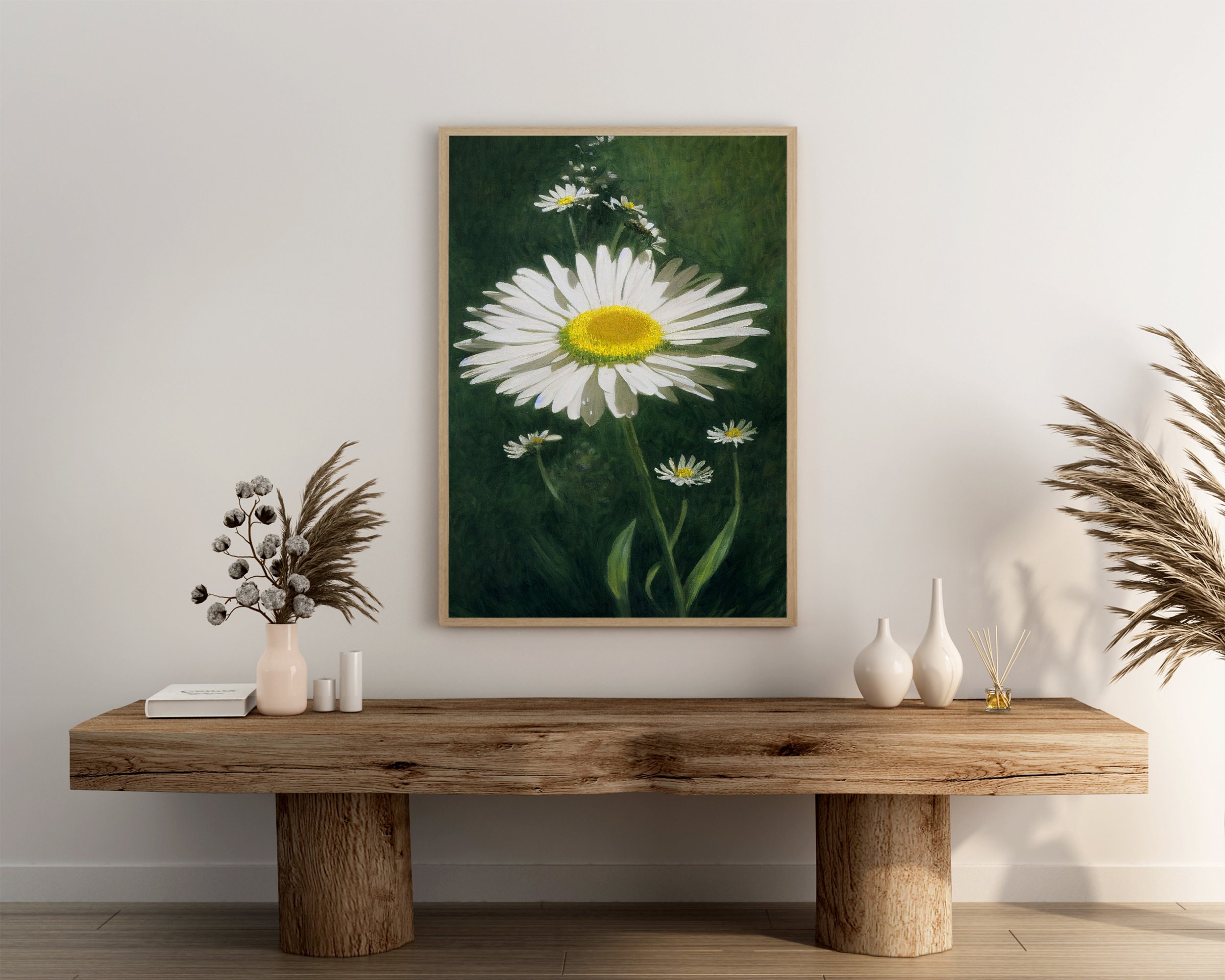 Daisy Flower Poster Print Boho Floral Wall Art Inspired by Monet Unique ...