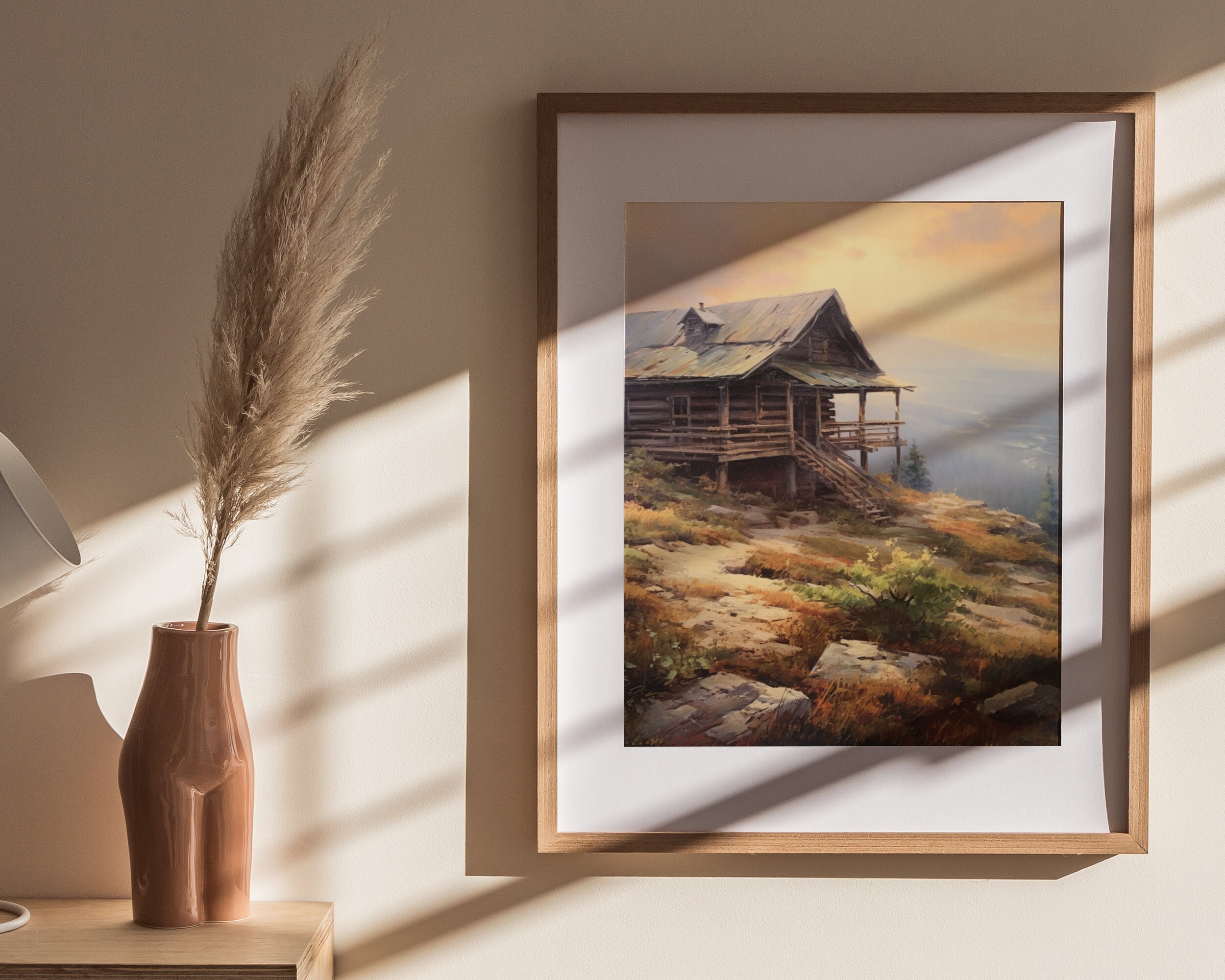 Soft Tonal Log Cabin Oil Painting | Rustic Wall Art | Old Log Cabin ...