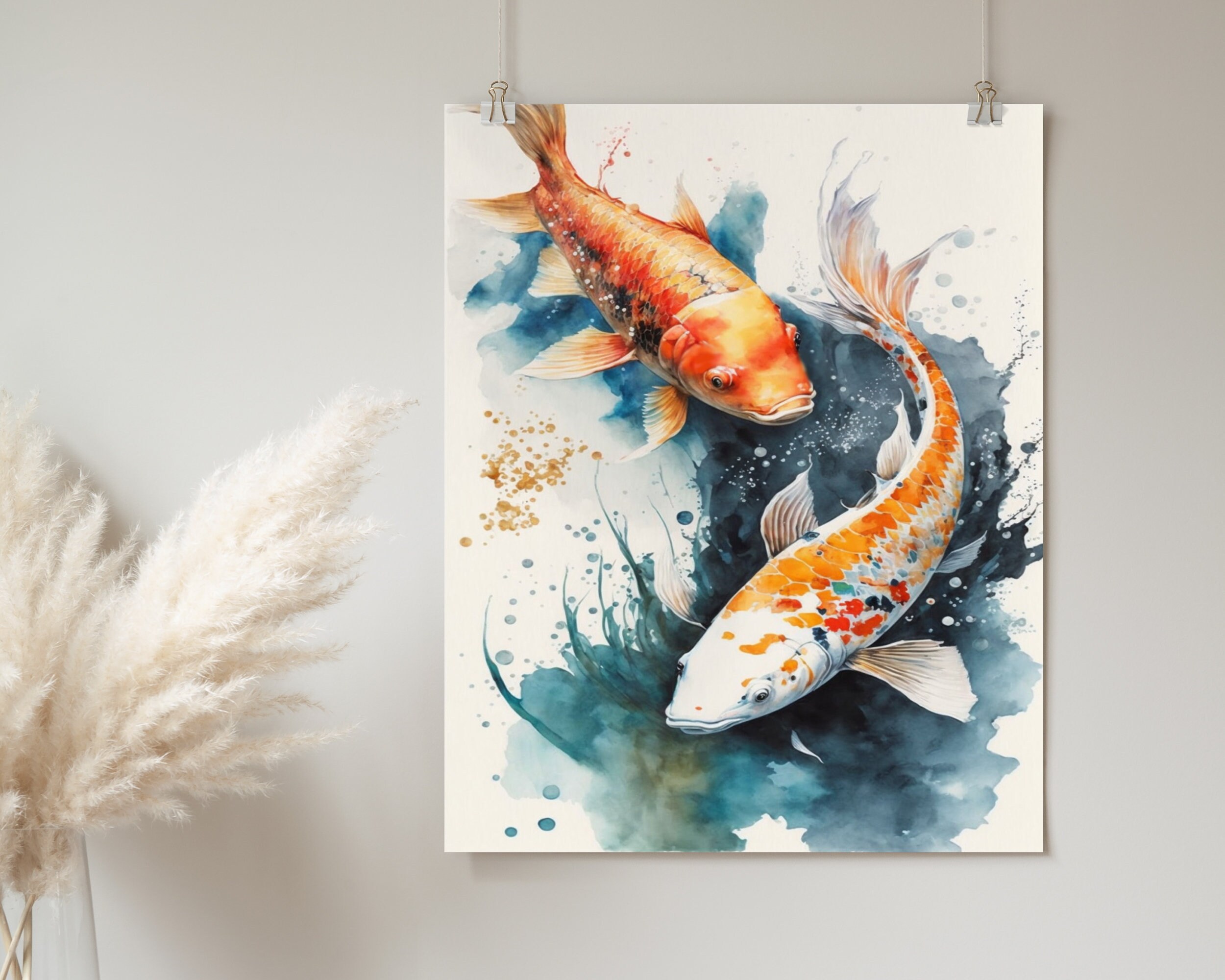 Watercolor Koi Fish Poster Print | Japanese Wall Art | Koi Fish Gift ...