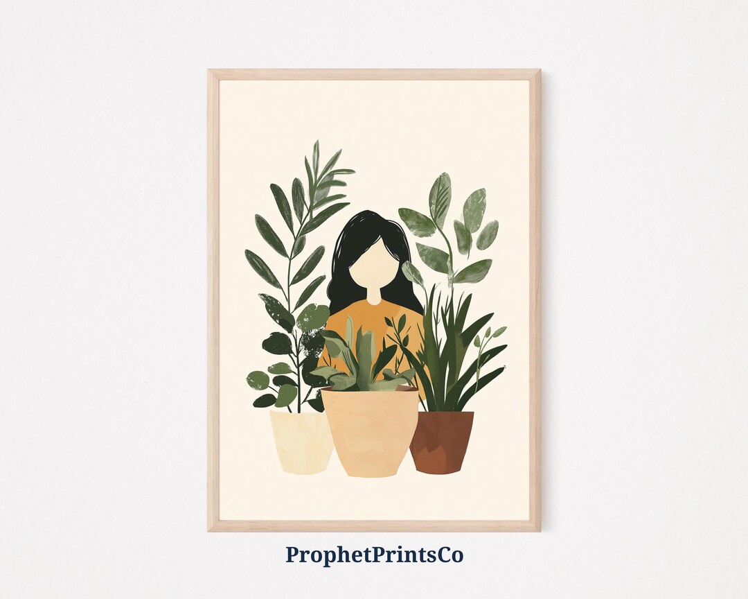 Boho Plant Lady Poster Print | Minimalist Wall Art | Botanical Home ...