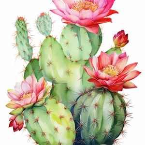 Watercolor Cactus Print | Plant Poster | Southwestern Green Art ...