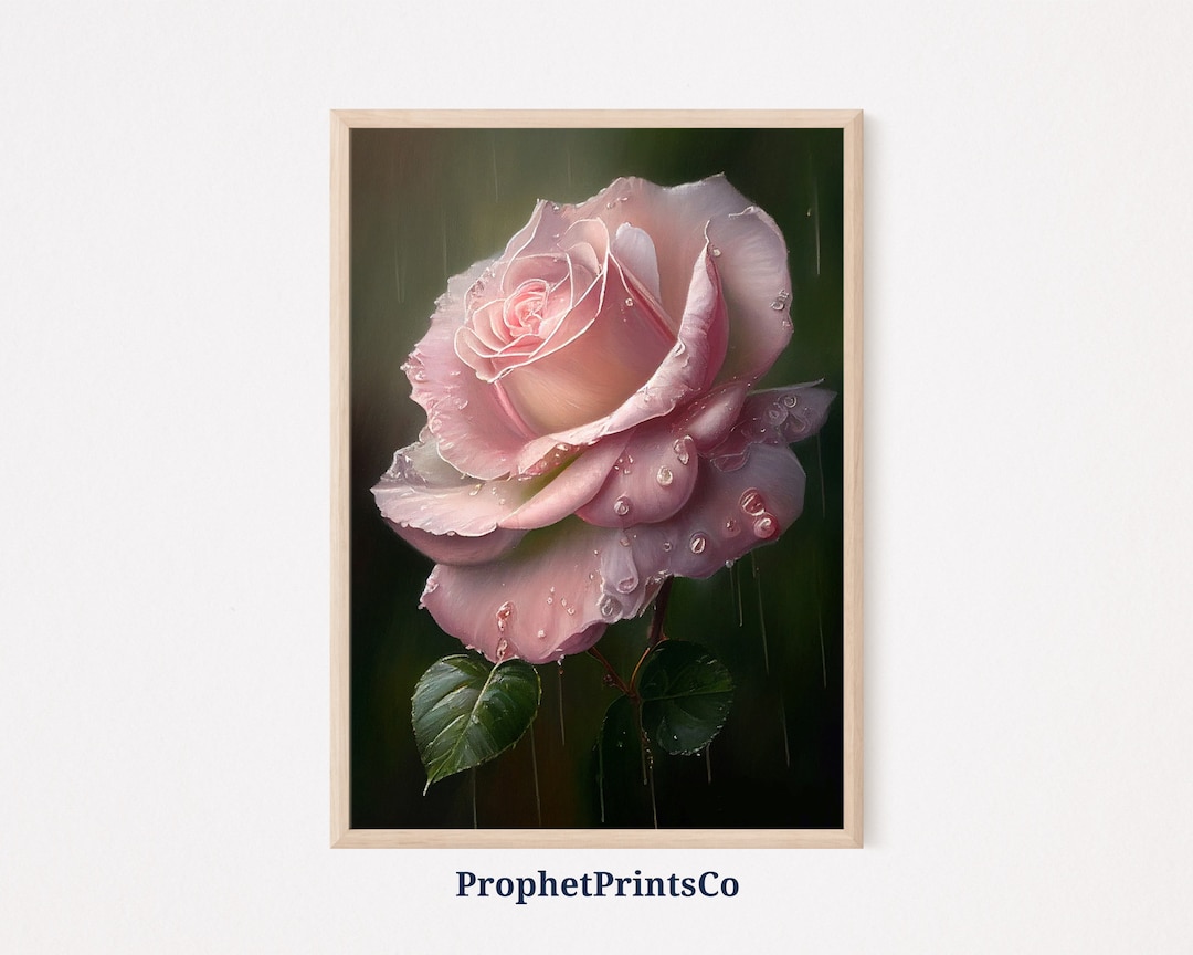 Pink Rose Oil Painting Poster Print | Botanical Wall Art | Cute Floral ...