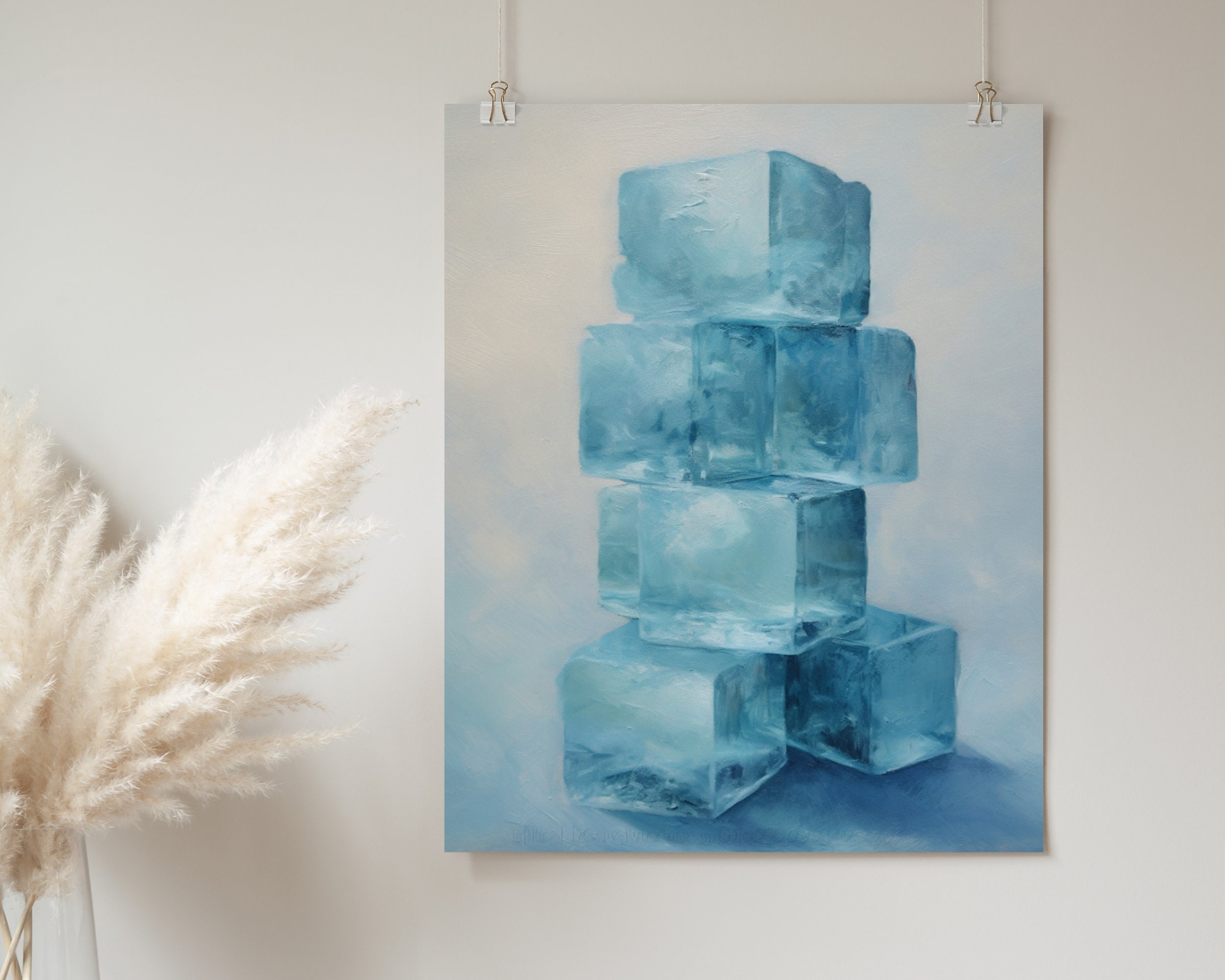 Ice Cube Oil Painting Print | Blue Aesthetic Wall Art | Ice Cube Pop ...