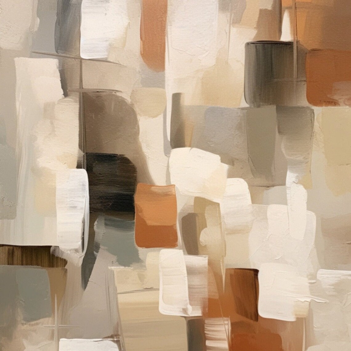 Abstract Earth Tone Oil Painting Print Boho Wall Art Burnt - Etsy