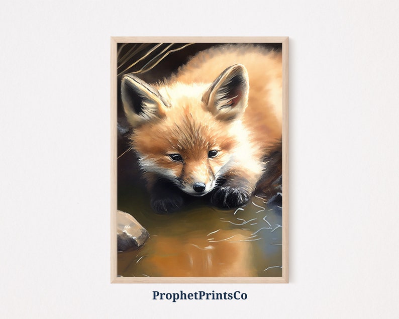 Baby Fox Poster Print Fox Nursery Wall Art Fox Lover Gift Cute Woodland ...