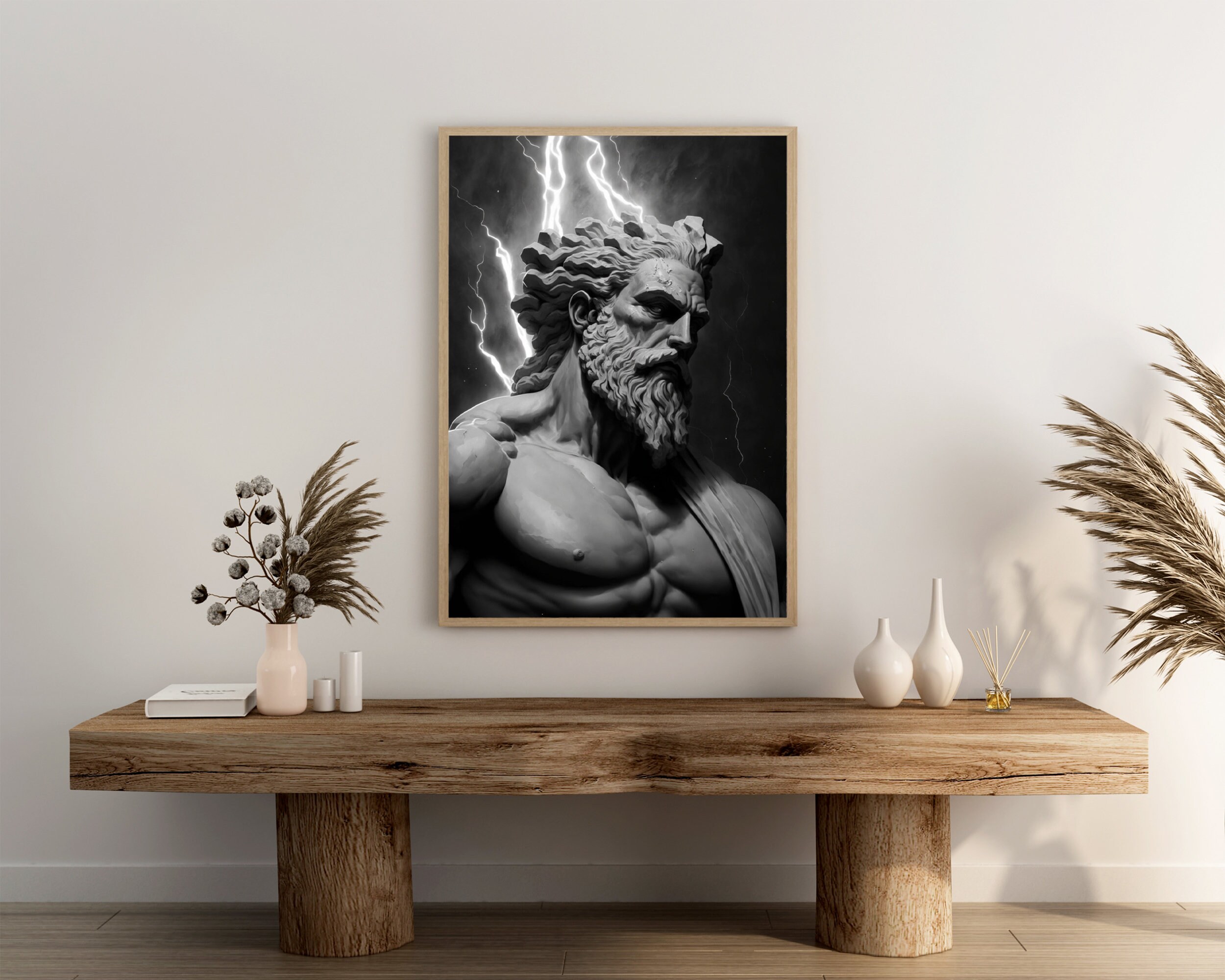 Zeus Sculpture Poster Print Black and White Wall Art Greek Mythology ...