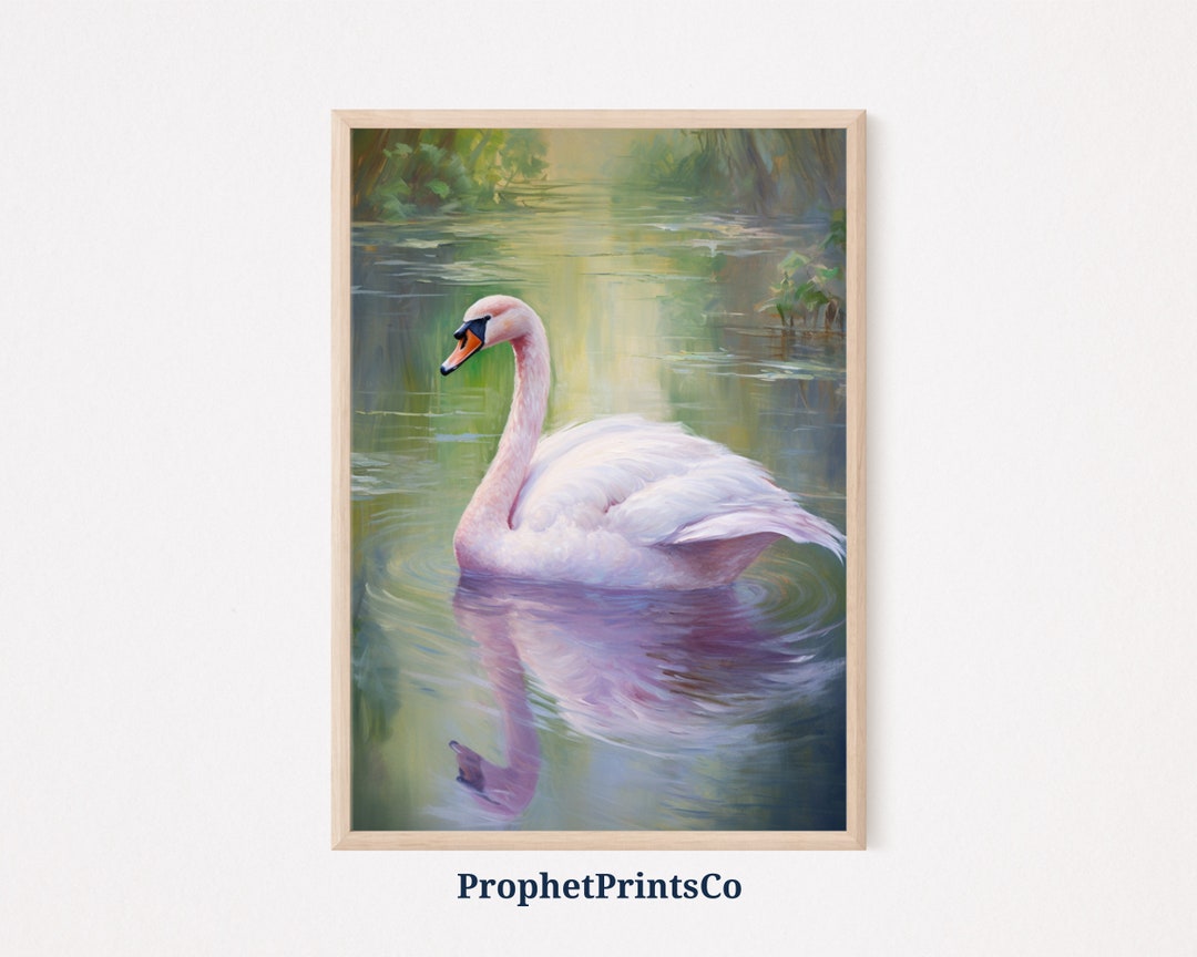 Swan Balletcore Poster Print | Preppy Wall Art | Vintage Swan Lake ...