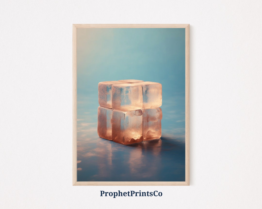 Ice Cube Oil Painting Print | Blue Aesthetic Wall Art | Ice Cube Pop ...