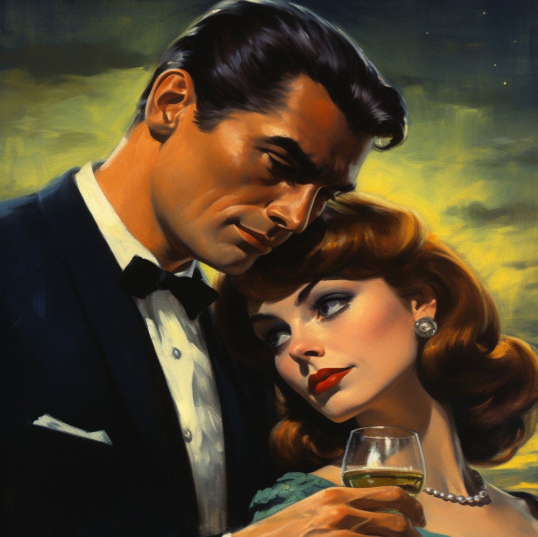 Vintage Horror Art Print | Pulp Art Painting Wall Art | Retro Horror ...