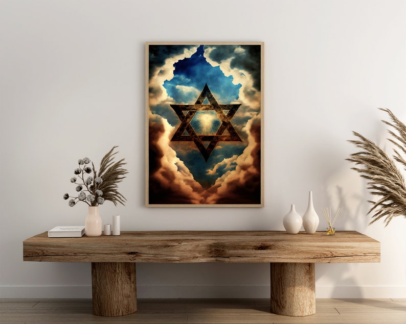 Jewish Vintage Poster Print Star of David Wall Art Hanukkah Gift Modern ...