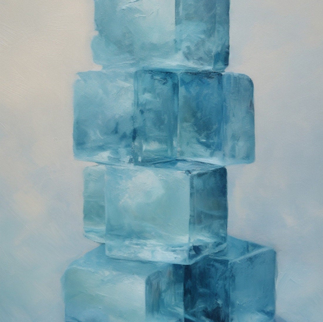 Ice Cube Oil Painting Print | Blue Aesthetic Wall Art | Ice Cube Pop ...