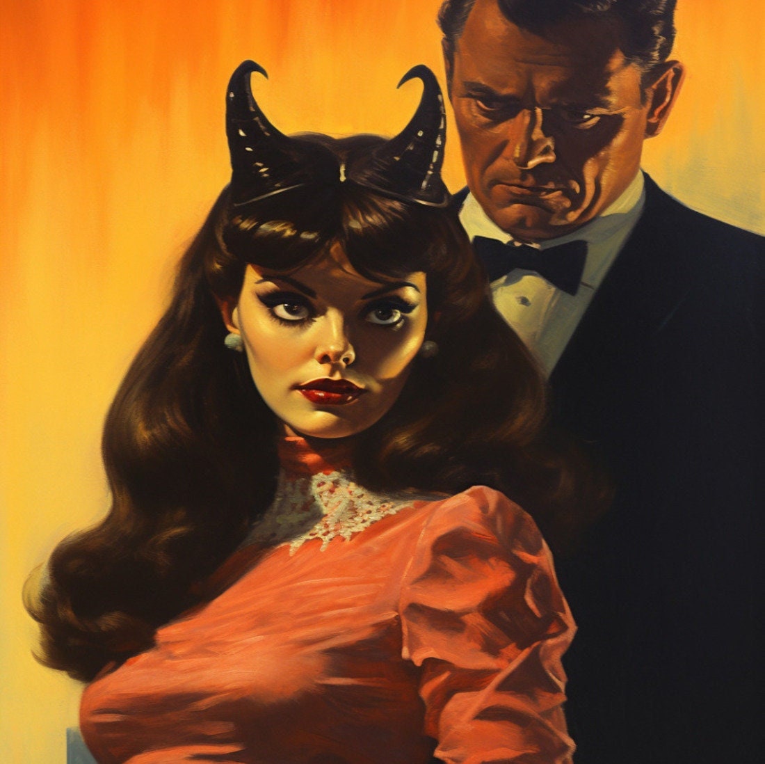 Vintage Horror Art Print | Pulp Art Painting Wall Art | Retro Horror ...
