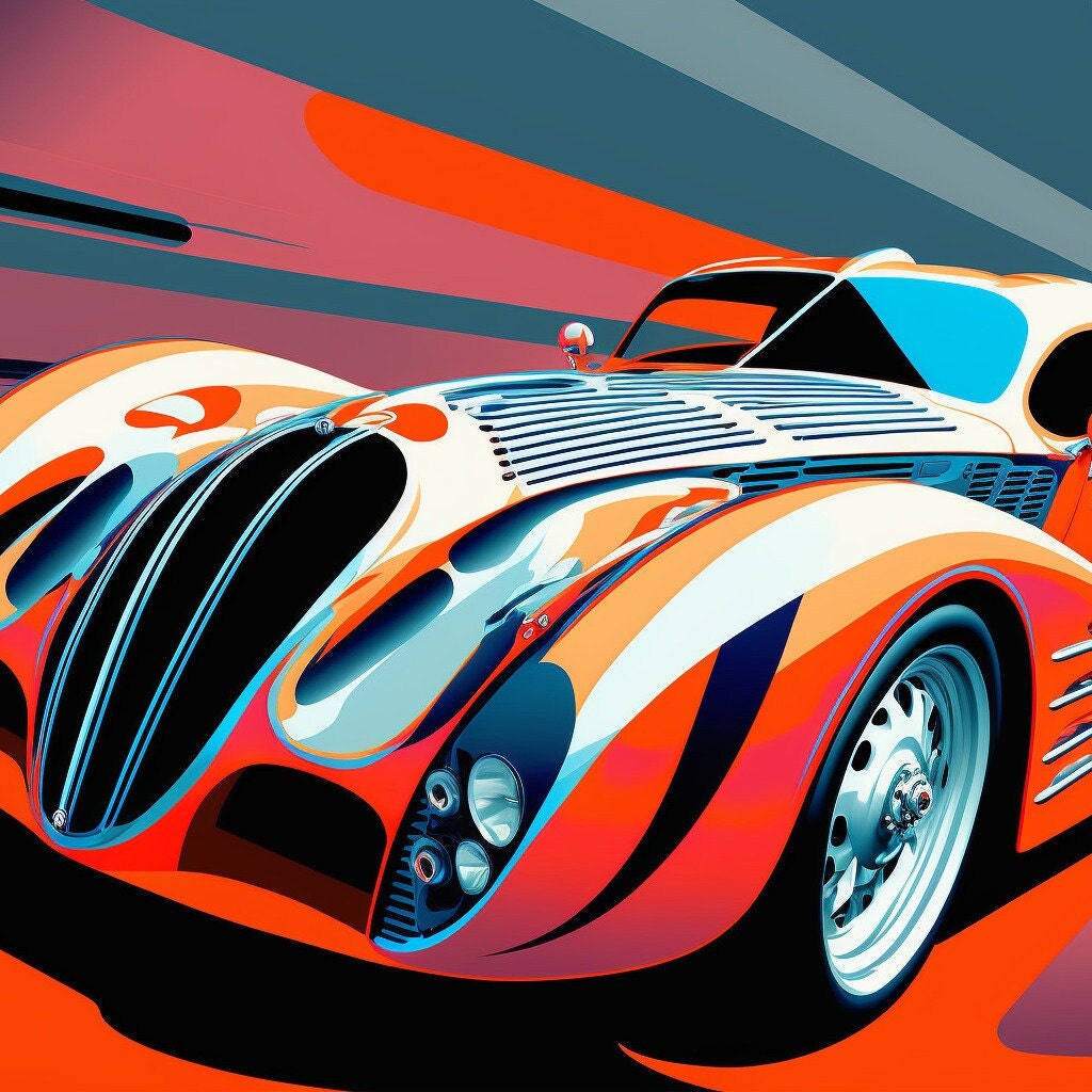 Classic Car Poster Print Race Car Garage Wall Art Inspired by Matisse ...