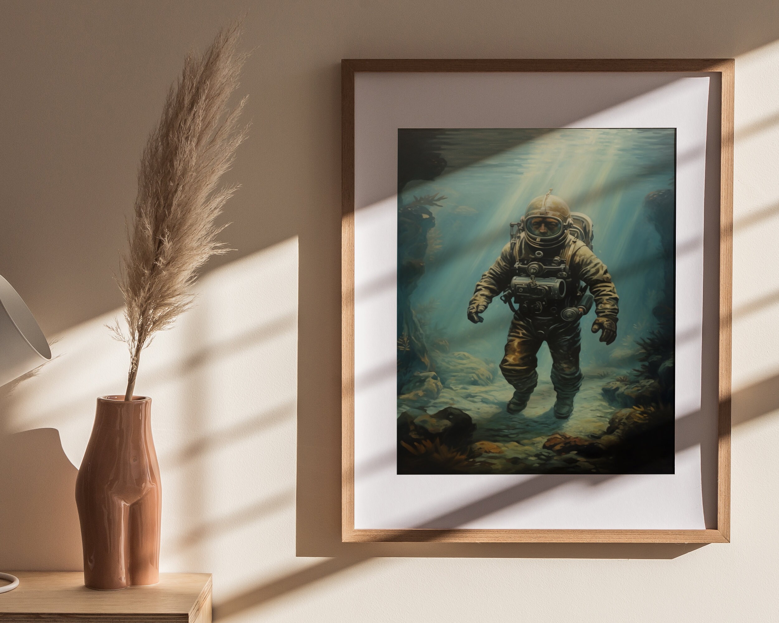 Vintage Scuba Diver Print | Scuba Wall Decor | Scuba Diver Gift | Diver ...