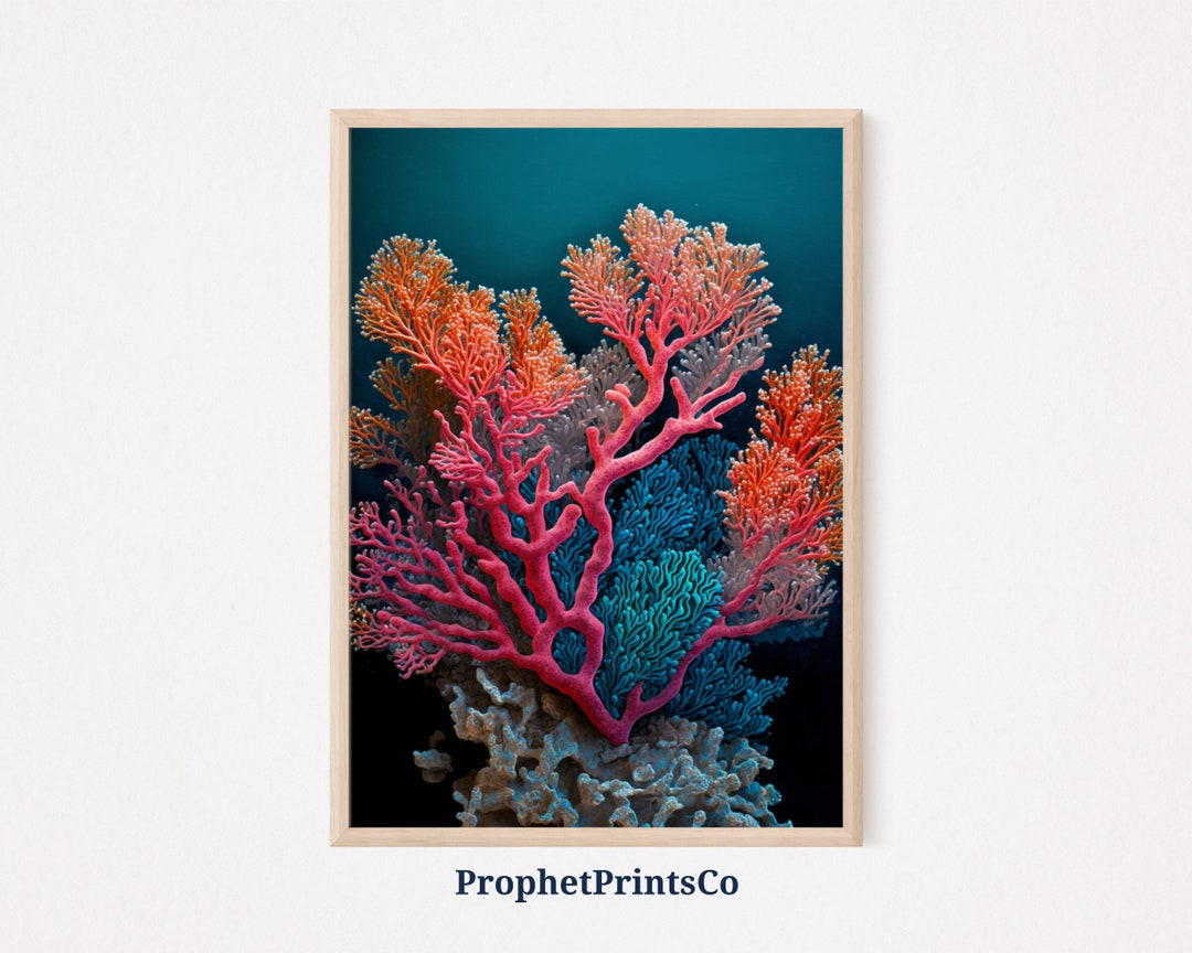 Coral Reef Poster Print | Colorful Nautical Wall Art | Ocean Lover Gift ...
